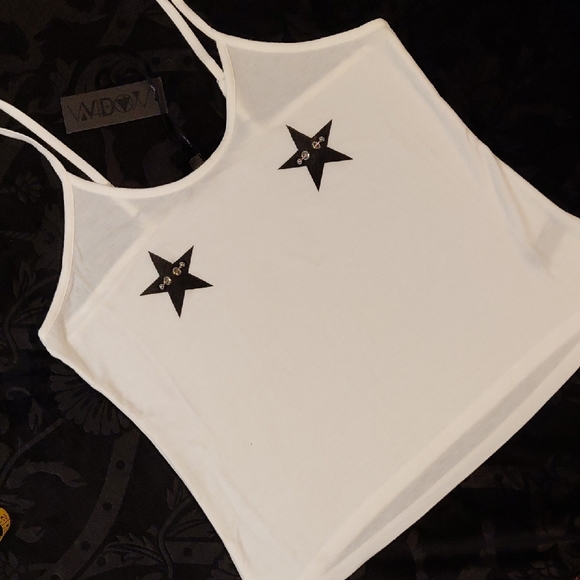 Dolls Kill | Tops | Dollskill Widow X White Tank With Black Pierced ...